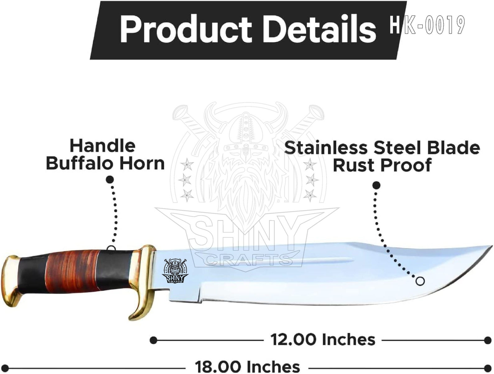 18 Large Damascus Handmade Bowie Knife, Crocodile Dundee Knife D2 Steel/ Damascus Steel Hunting ...