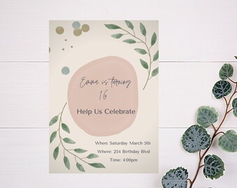 Birthday Card Invitation Aesthetic - Etsy