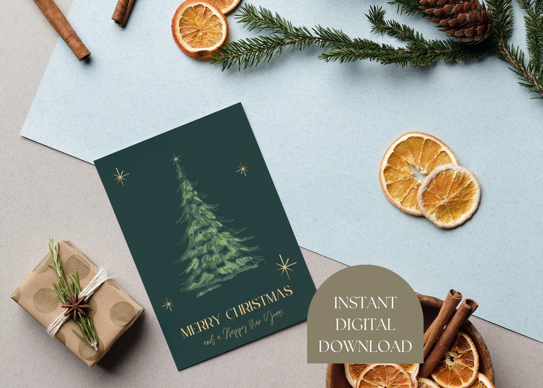 Printable Folded Christmas Card, DIGITAL DOWNLOAD, 7in X 10in - Etsy