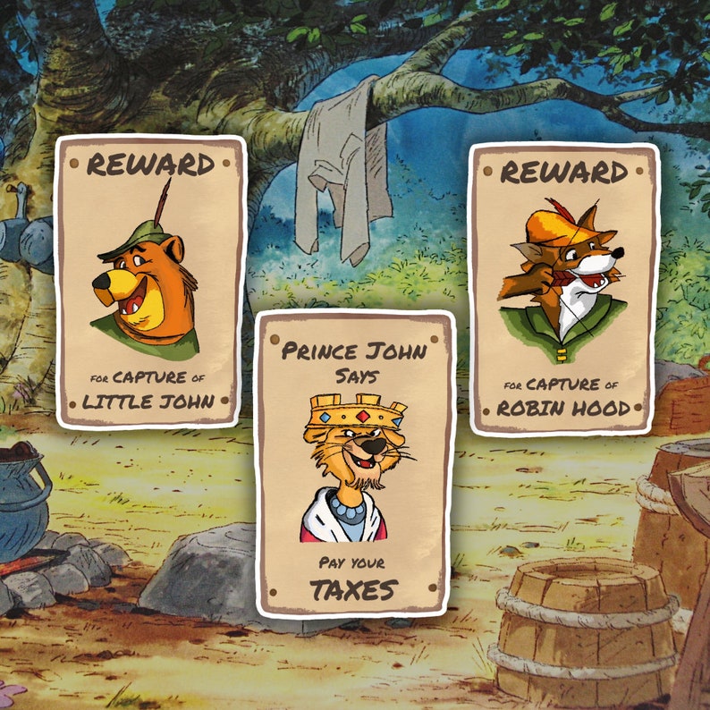 Robin Hood Wanted Posters | Disney Stickers - Etsy