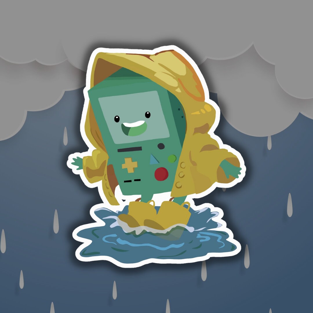 Rainy Day BMO | Adventure Time Sticker - Etsy