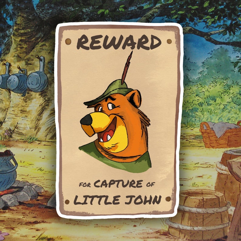 Robin Hood Wanted Posters Disney Stickers - Etsy