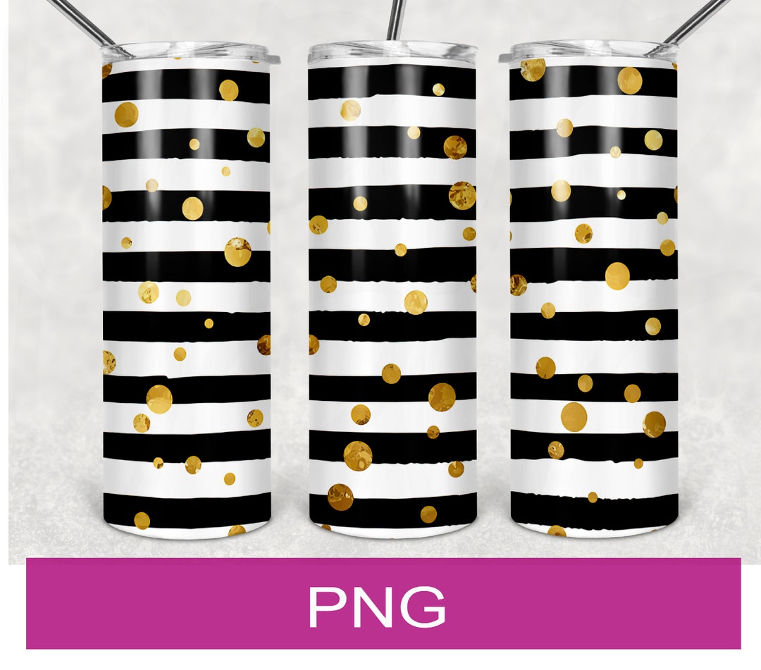Black and White Stripe With Gold Dot Design | Digital Tumbler Design ...