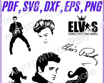 Elvis Presley Svg Bundle Elvis the Pelvis, Silhouette Svg Png Dxf Eps ...