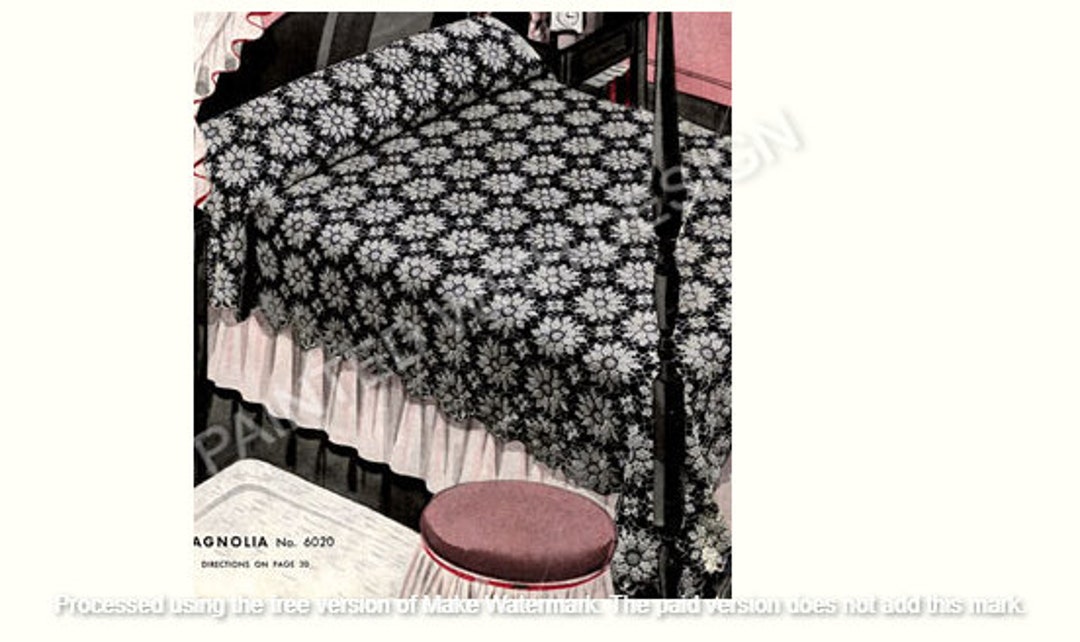 Vintage Magnolia Bedspread, Blanket, Bedcovering Crochet Pattern, PDF ...