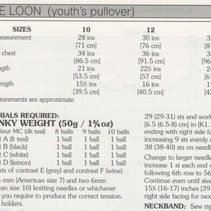 The Loon Sweater, Jumper Knitting Pattern, Child, Youth and Adult Sizes ...