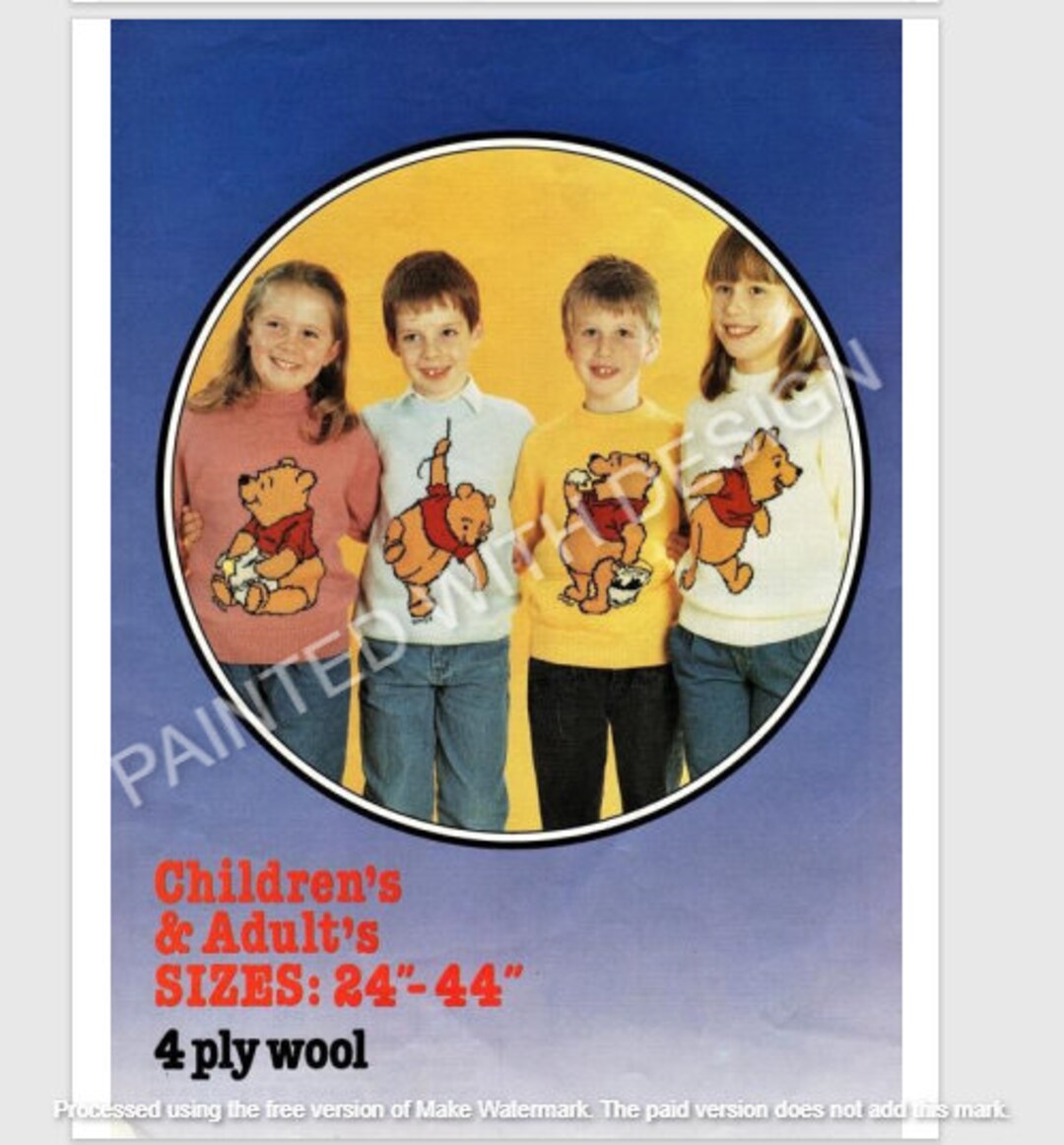 Winnie the Pooh, Pooh Bear, 4 Knitting Patterns, Adult and Children's ...