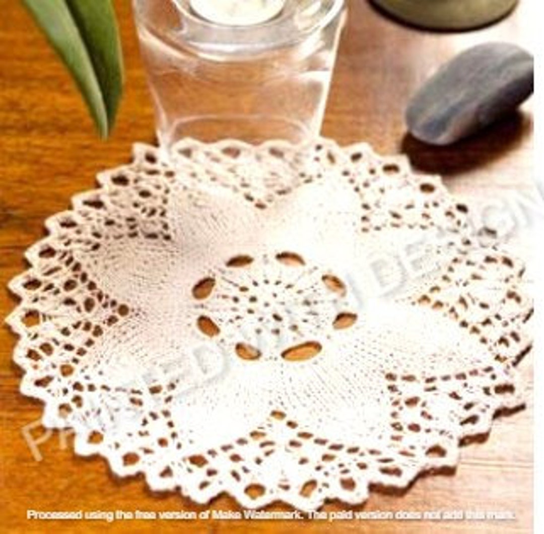 Vintage Knit Flower Doily, Table Doily, Knitted Doily, Knitting Pattern ...