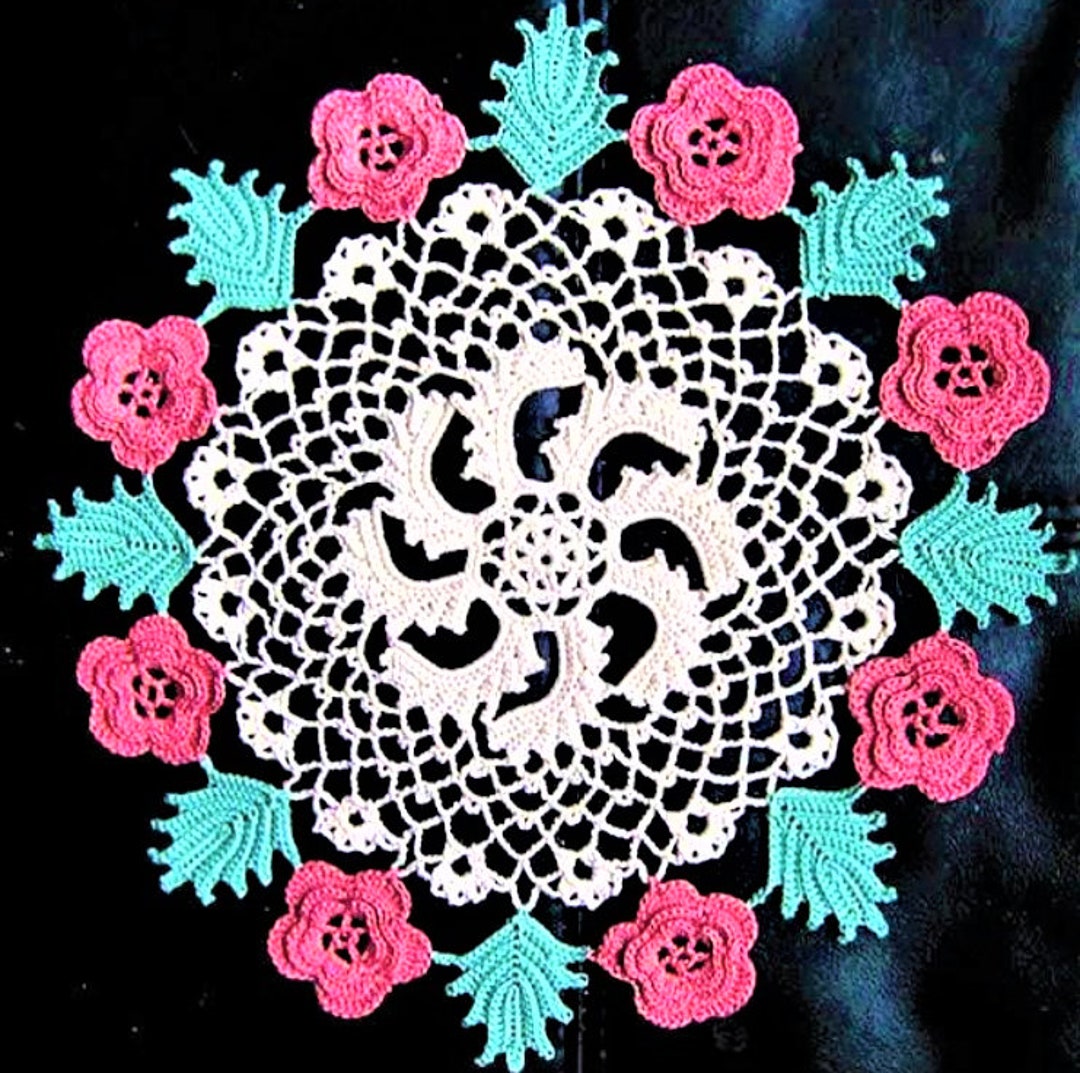 Vintage Irish Rose Doily Crochet Pattern, Table Doily, Crochet Doily ...