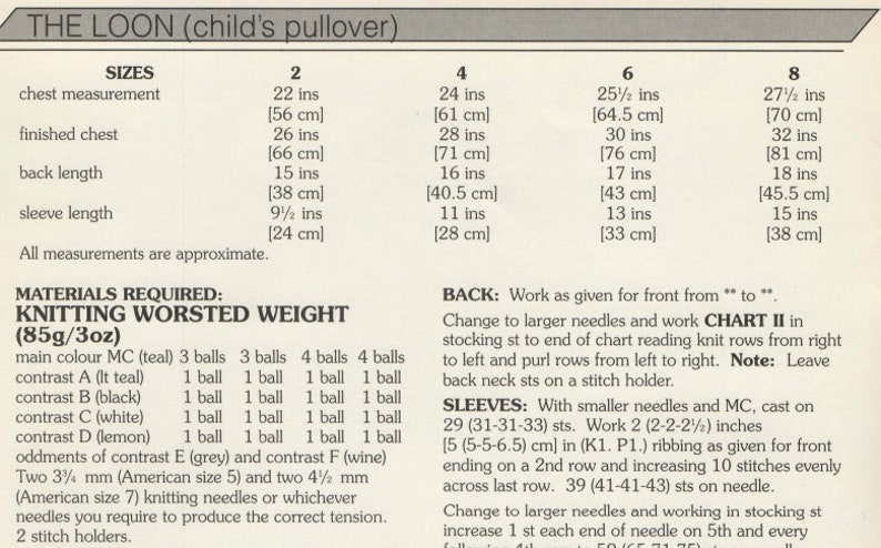 The Loon Sweater, Jumper Knitting Pattern, Child, Youth and Adult Sizes ...