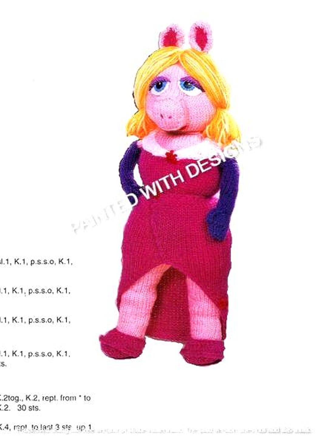 Vintage Miss Piggy Knitting Pattern, Bonus Sweater Pattern, Pattern ...