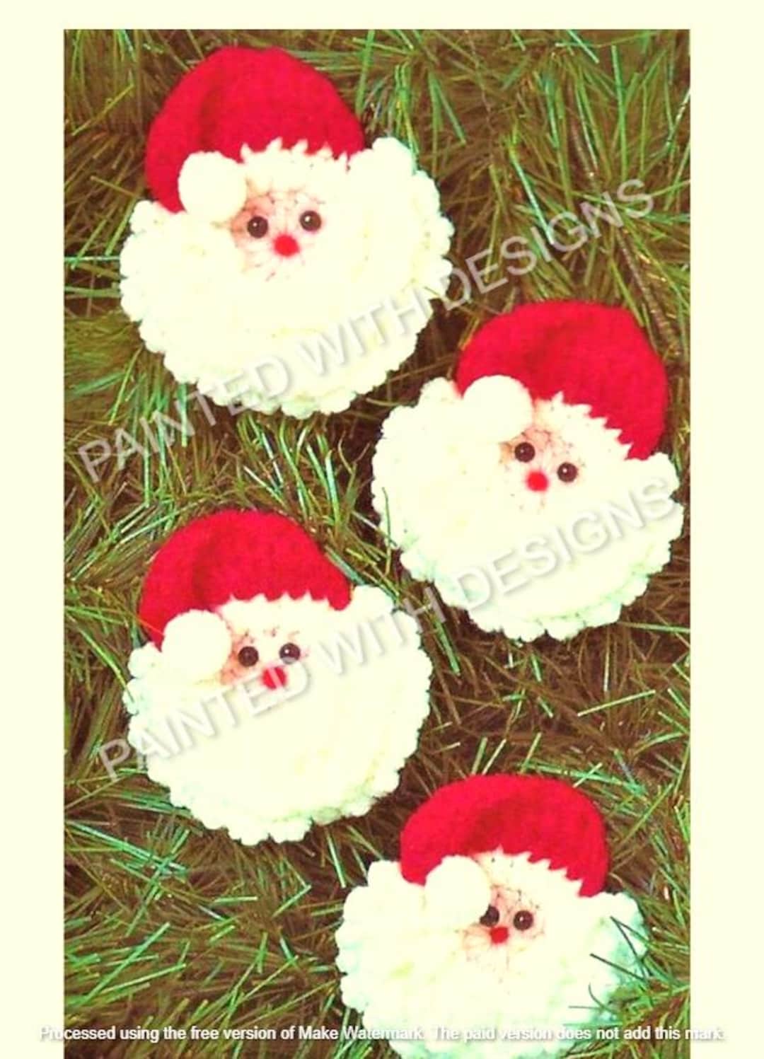 Vintage Santa Face, Crochet Pattern, Xmas, Father Christmas, Tree ...