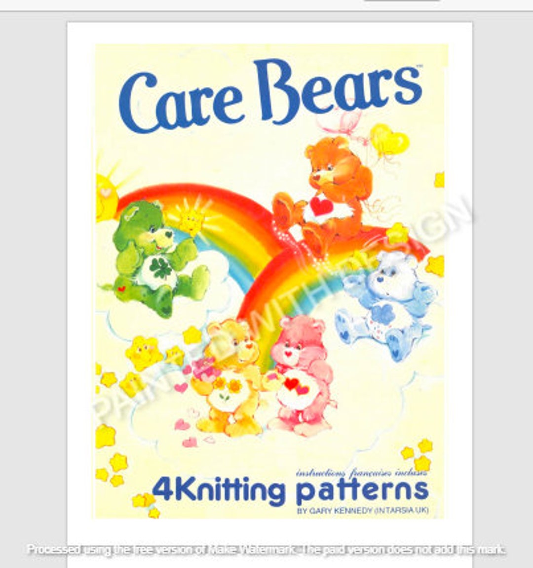 Care Bears, 4 Knitting Patterns, Adult and Children's Sizes, in English ...