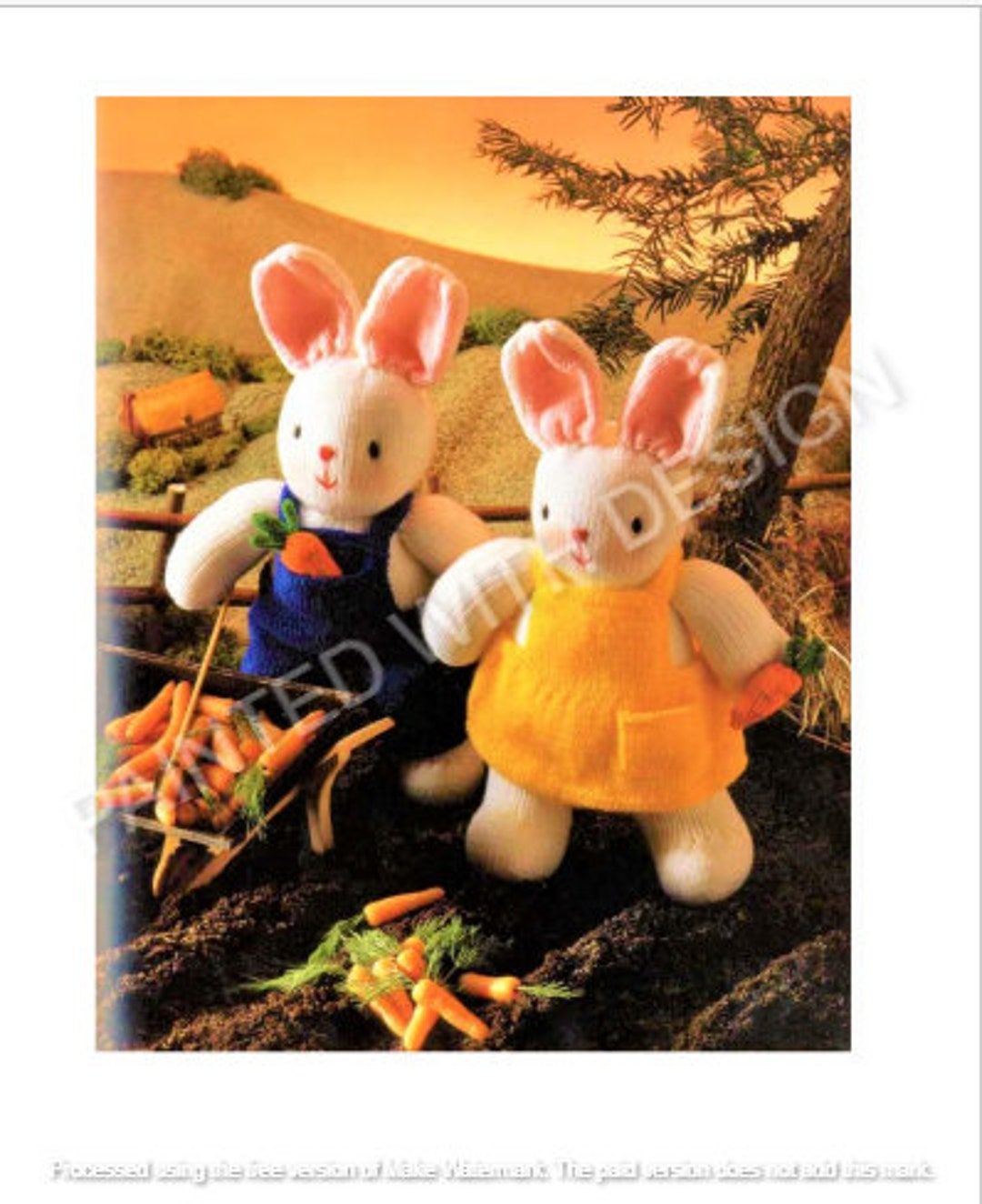 Vintage Bunnies Knitting Pattern, Boy and Girl Bunny Rabbit, Easter ...