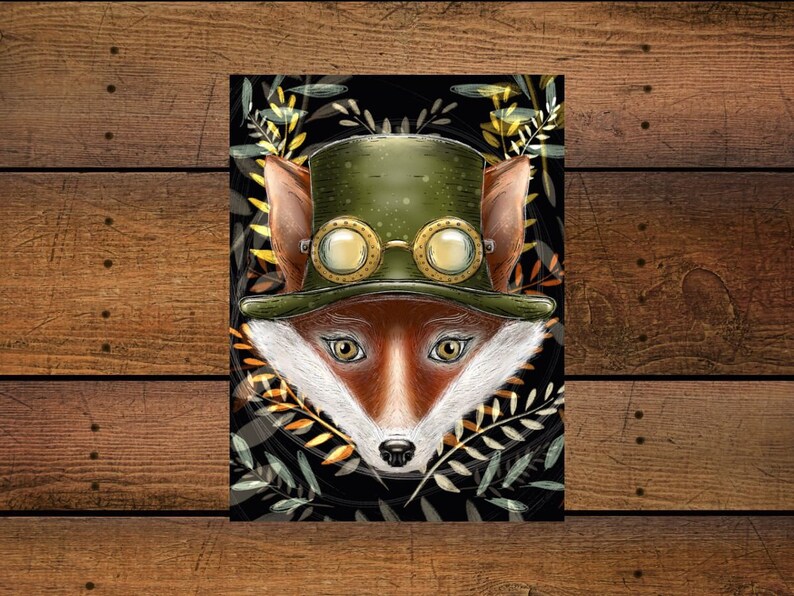 Matte Gothic Fox Poster for Him or Her, Whimsigoth Woodland Wall Decor ...