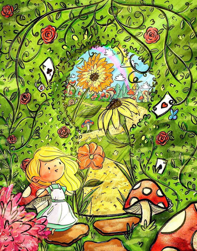 Alice in Wonderland Inspired Poster, Whimsical Art Print, Wall Art ...