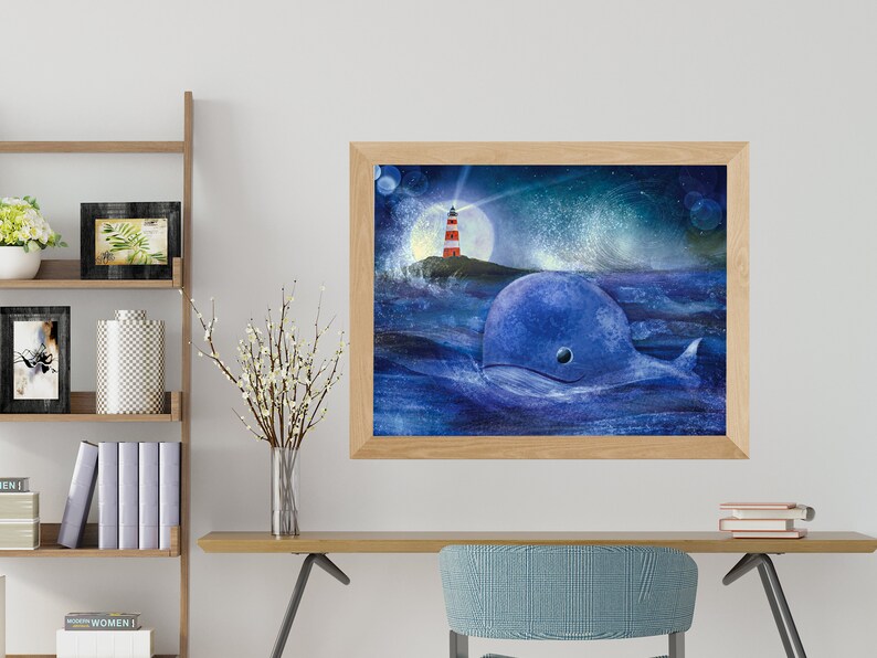 Whale Poster, Blue Whale Poster, Whale Print, Nursery Wall Art, Baby ...