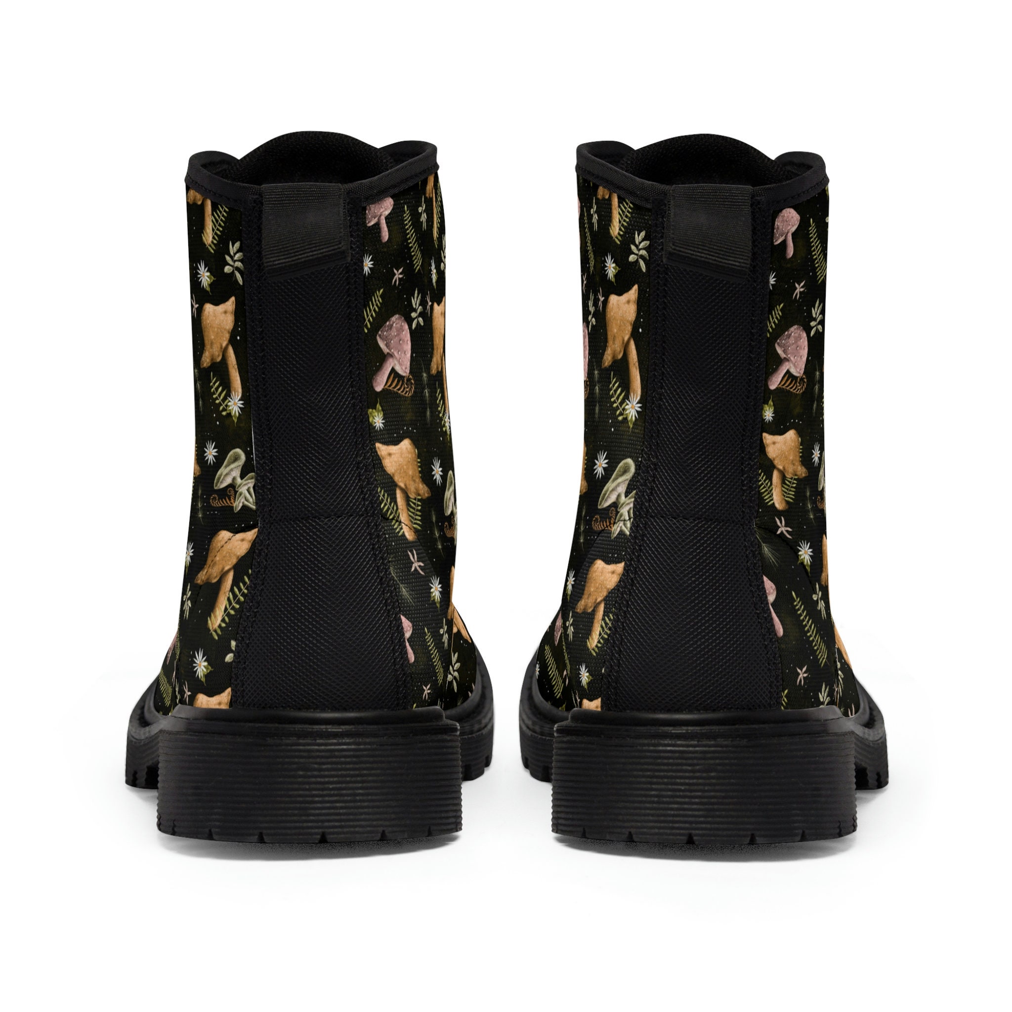 Women's Whimsigoth Mycology Mushroom Canvas Boots for Cottagecore ...
