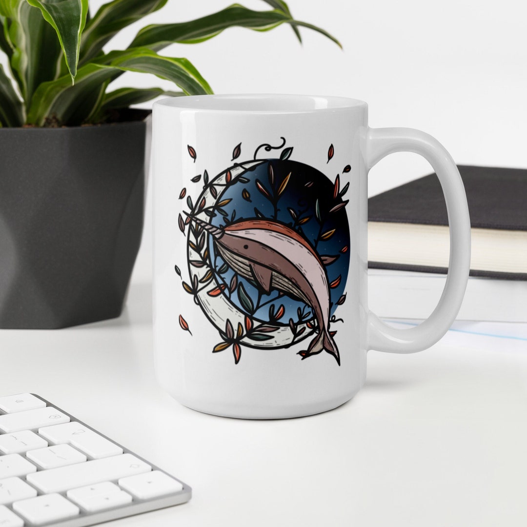 Cute Rainbow Kawaii Narwhal Whale Coffee Mug for Birthday, Housewarming ...