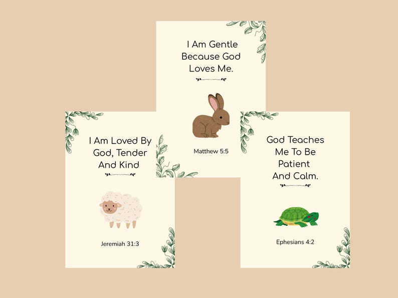 Christian Affirmation Cards for Kids 1-6 | Minimalist Bible Verse Cards ...