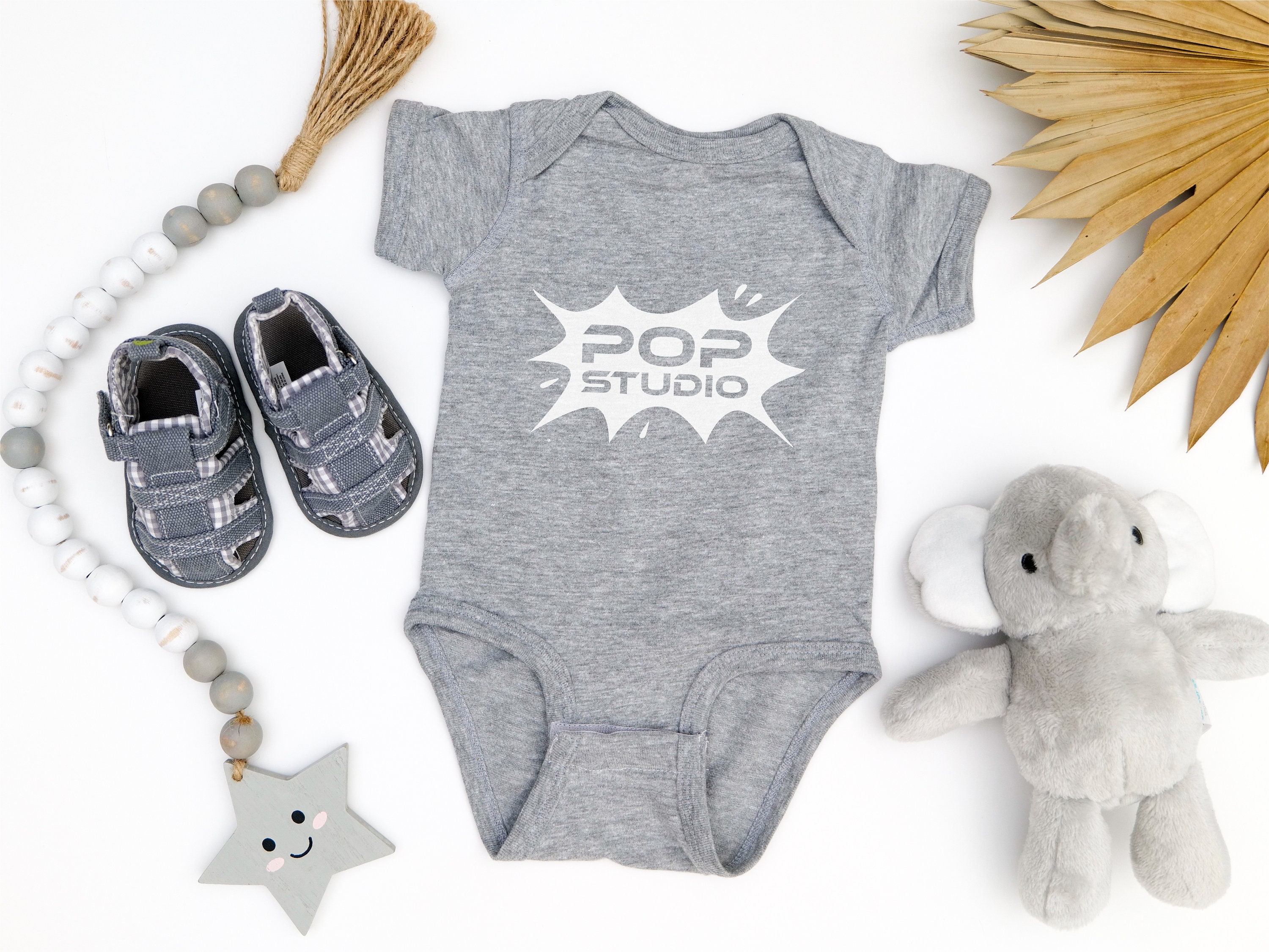 Baby Onsie Mockup / Rabbit Skins Heather 4424 Mockup / Flatlay Mock Up ...