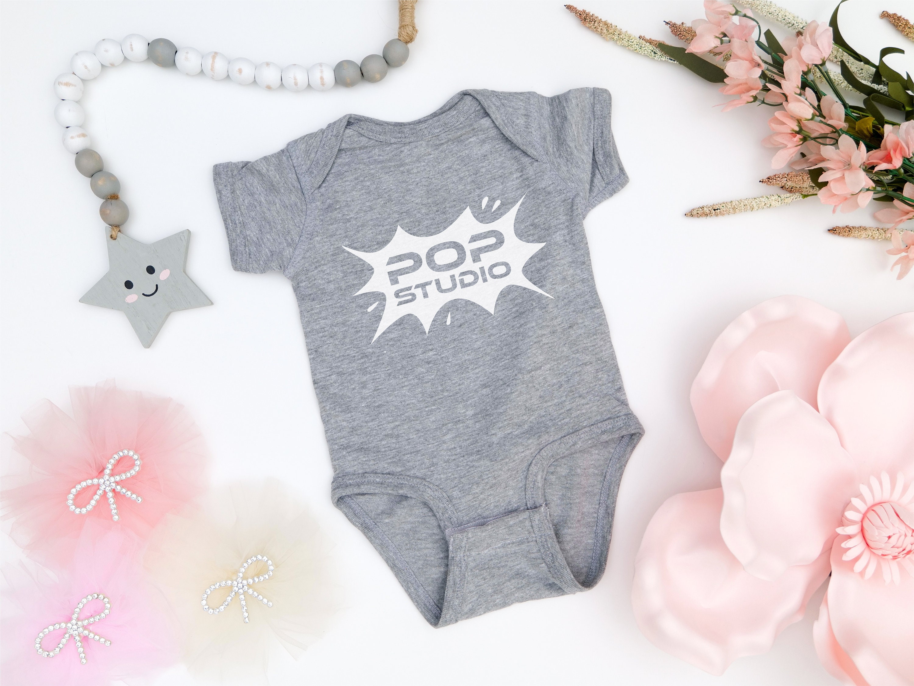 Rabbit Skins Mock-up | Heather 4424 Mockup | Baby Mockup | Flatlay Mock ...