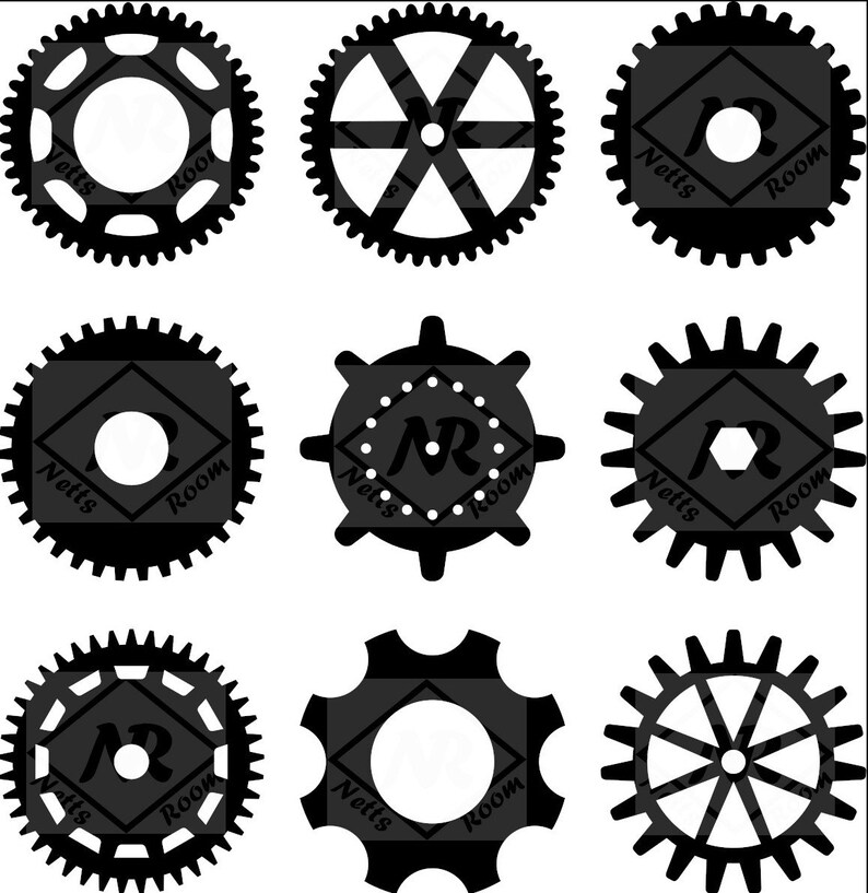 9 Zahnräder digital dxf-svg-eps-jpg-png-craft cutter - Etsy Schweiz