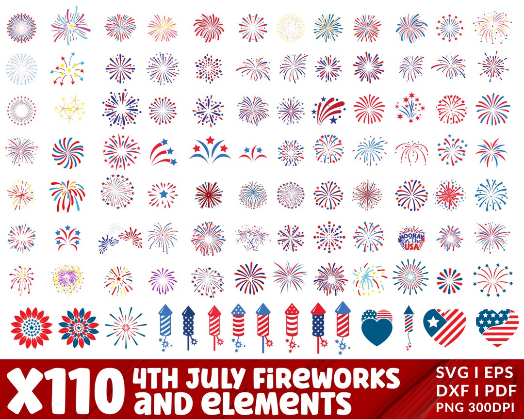 4th of July Svg Bundle Fireworks Svg & Png, 4th of July Fireworks, USA ...