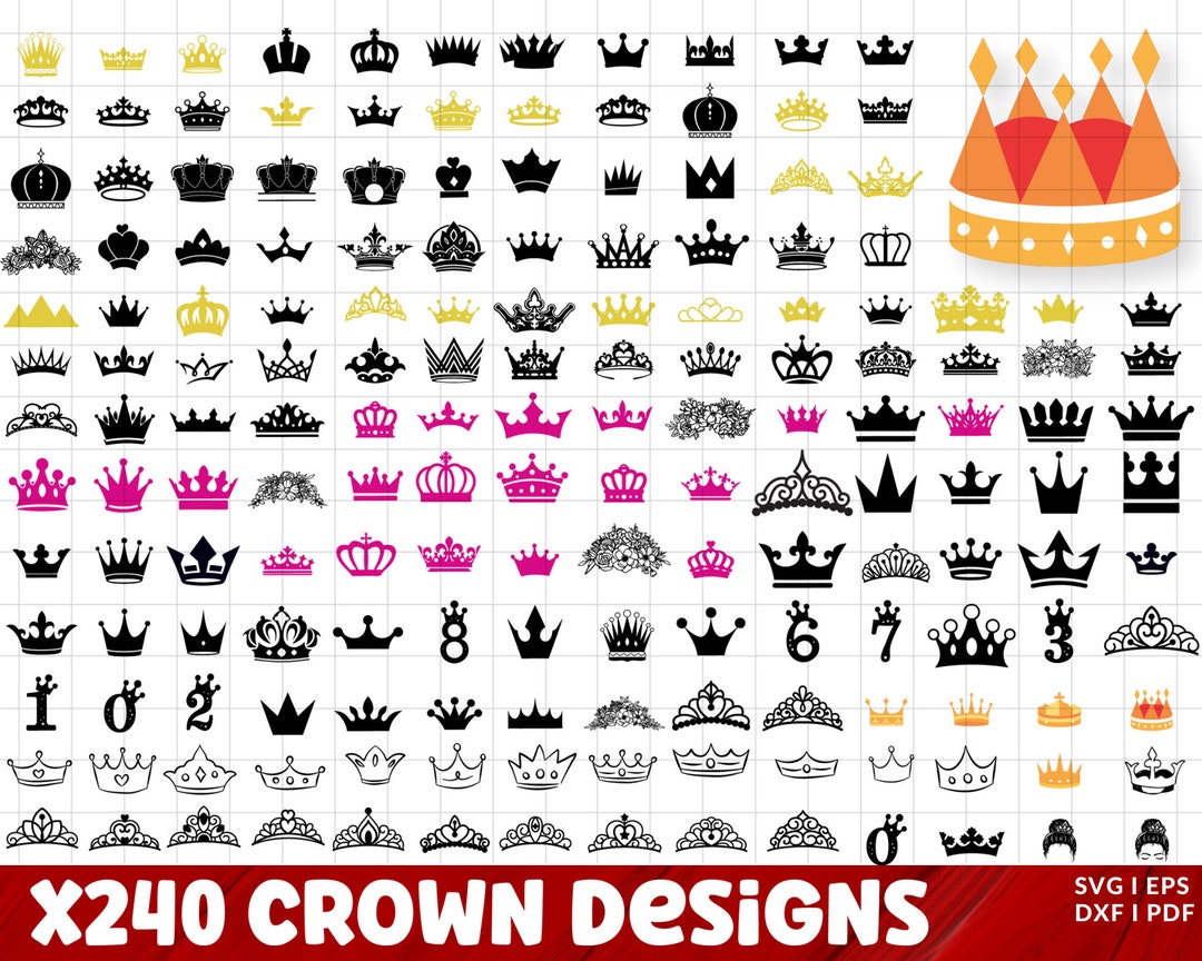 Crown SVG Bundle, Crown PNG Bundle, Royal Crown SVG, Princess Tiara Svg ...