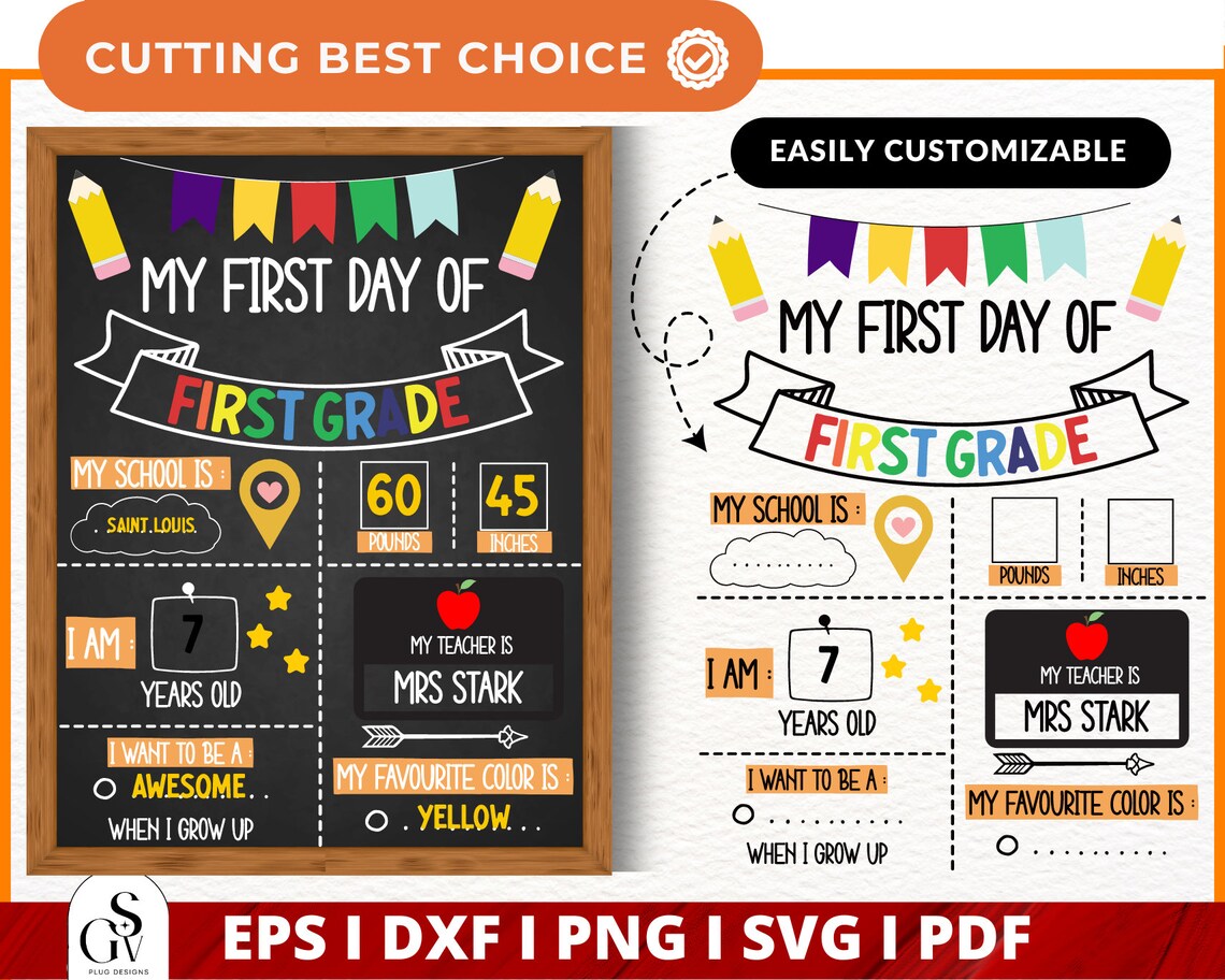 First Day of School Sign SVG, Back to School File, First Day Board Svg ...