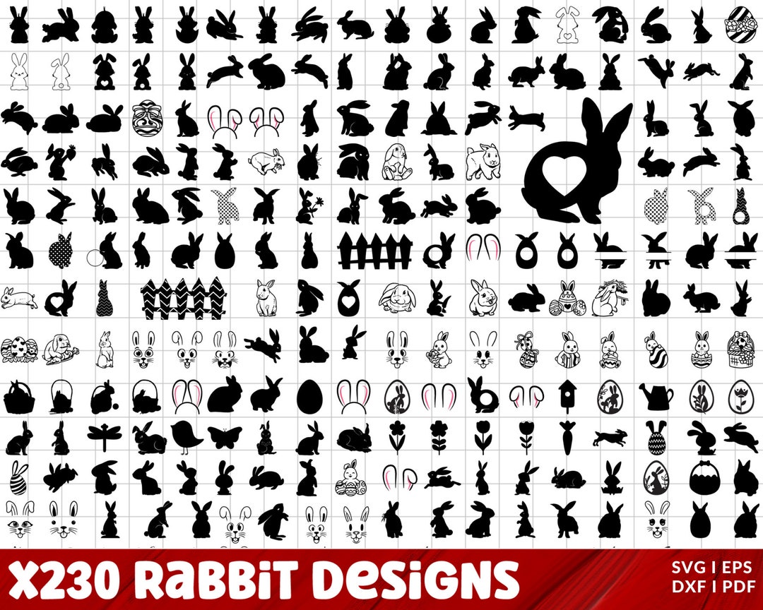 Rabbit SVG Bundle, Bunny Shape SVG , Rabbit Clipart, Rabbit SVG Cut ...