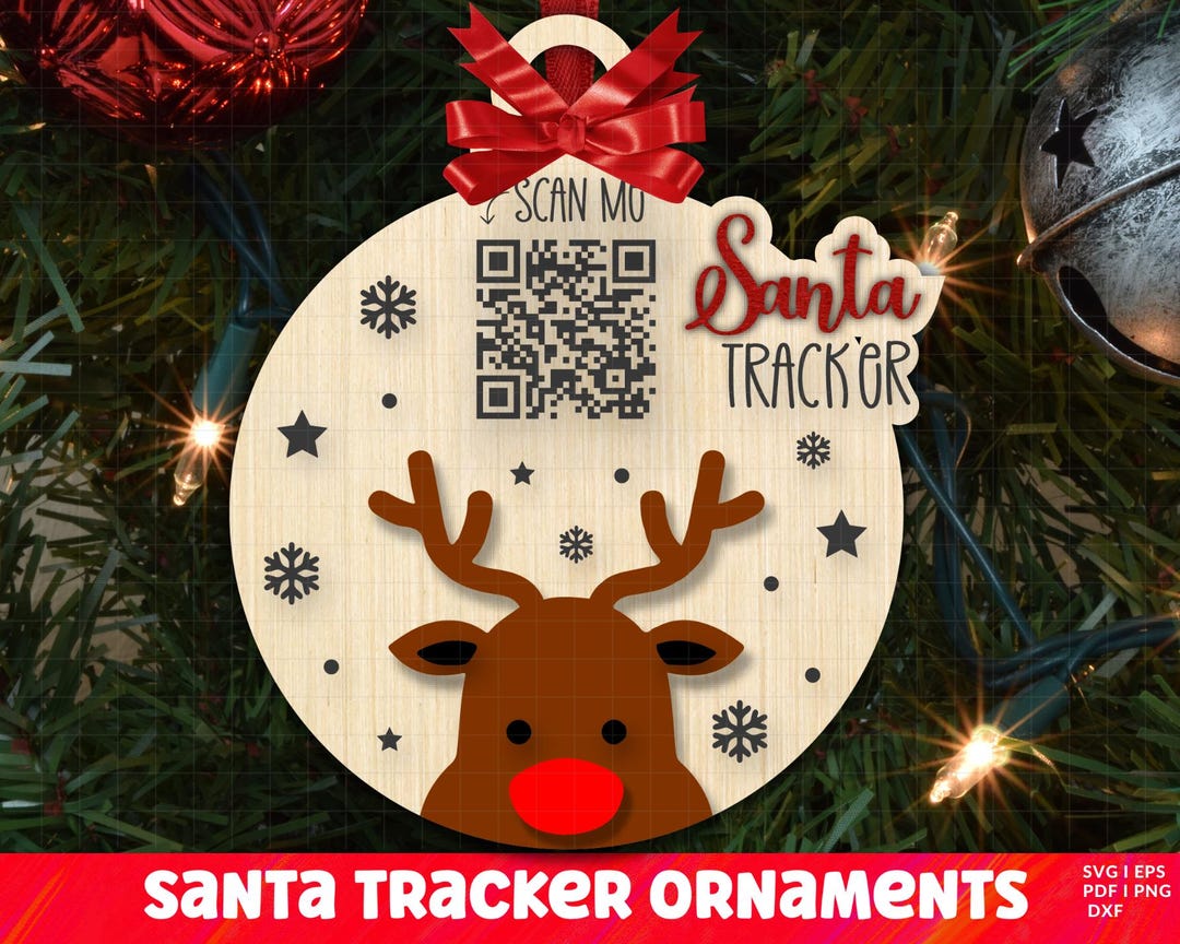 Christmas Santa Tracker QR Code Ornament Reindeer, Santa Tracker QR ...
