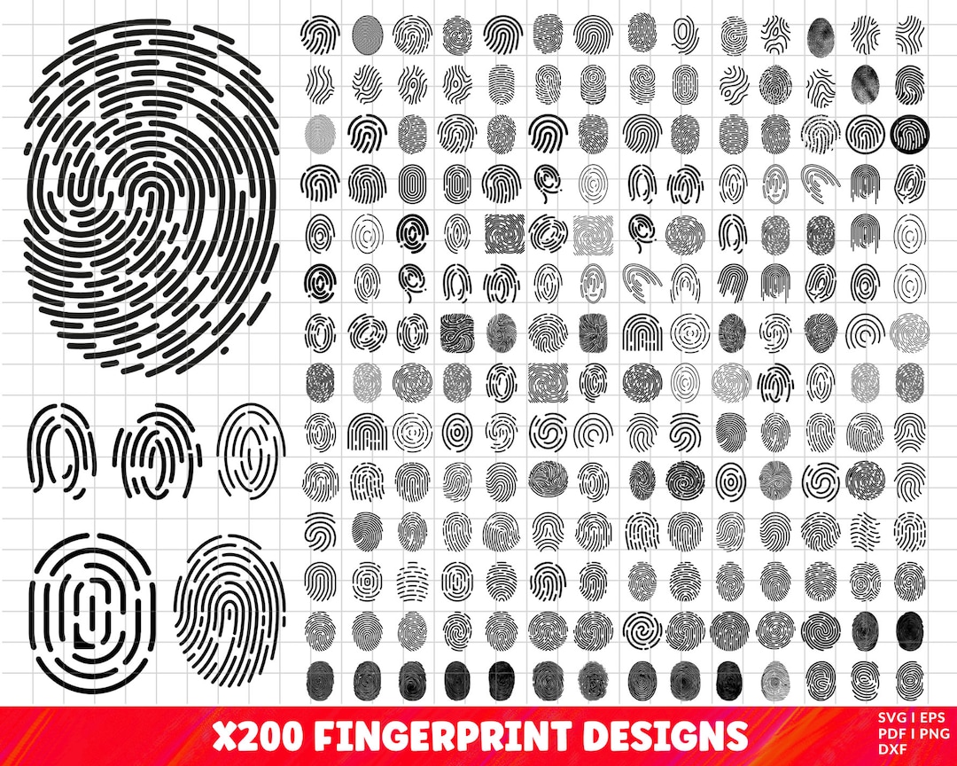 Fingerprint SVG Bundle, Fingerprint PNG, Thumbprint Clipart, Biometric ...