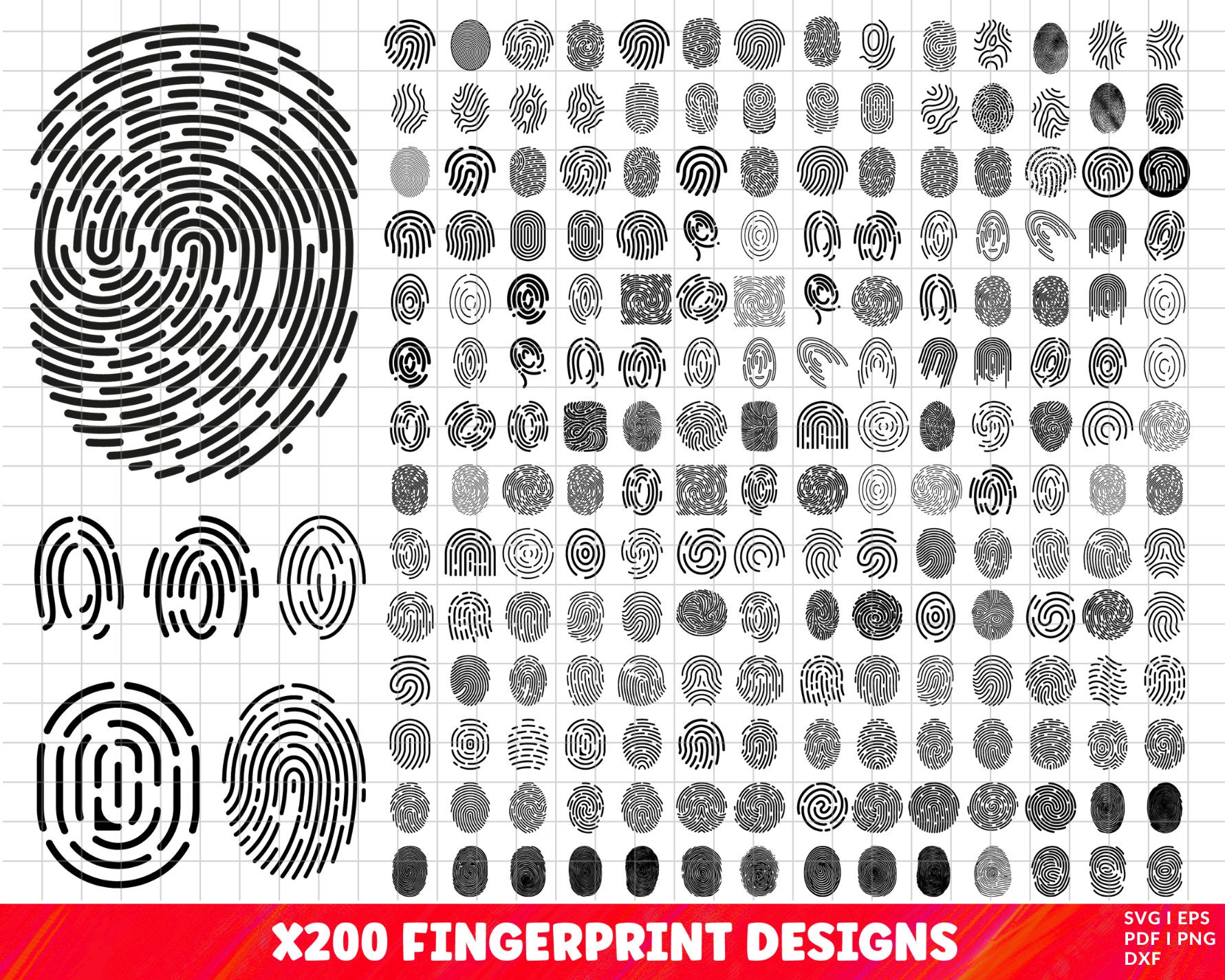 Fingerprint SVG Bundle, Fingerprint PNG, Thumbprint Clipart, Biometric ...