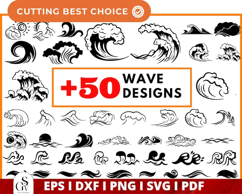 Wave Svg Bundle, Waves Svg, Waves Silhouette, Wave Vector File, Png ...