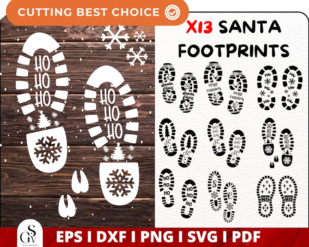 Santa Claus Footprint Svg, Santa Footprint Stencil Svg,santa Footsteps ...