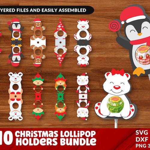 Christmas Lollipop Holder SVG Reindeer Lollipop Holder Cut - Etsy