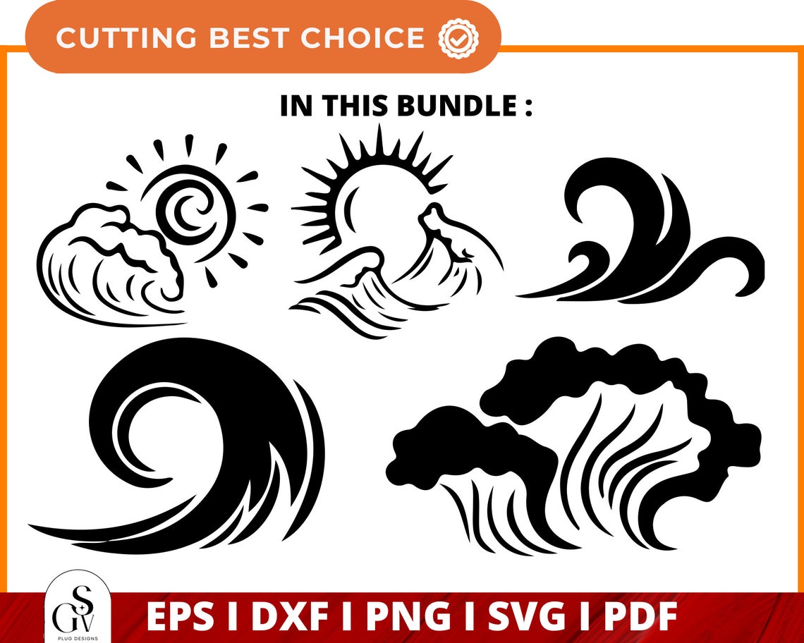 Wave Svg Bundle, Waves Svg, Waves Silhouette, Wave Vector File, Png ...