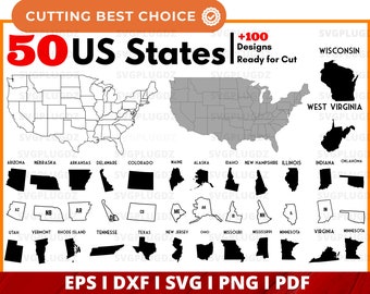 USA MAP SVG Files, States Svg Files for Cricut, All States Svg File ...
