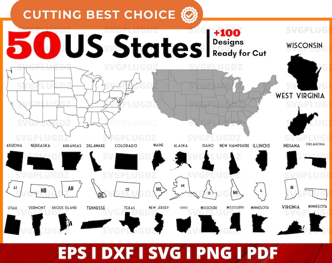 All 50 States Outline PNG Bundle. United States Png. US Outlines Png ...