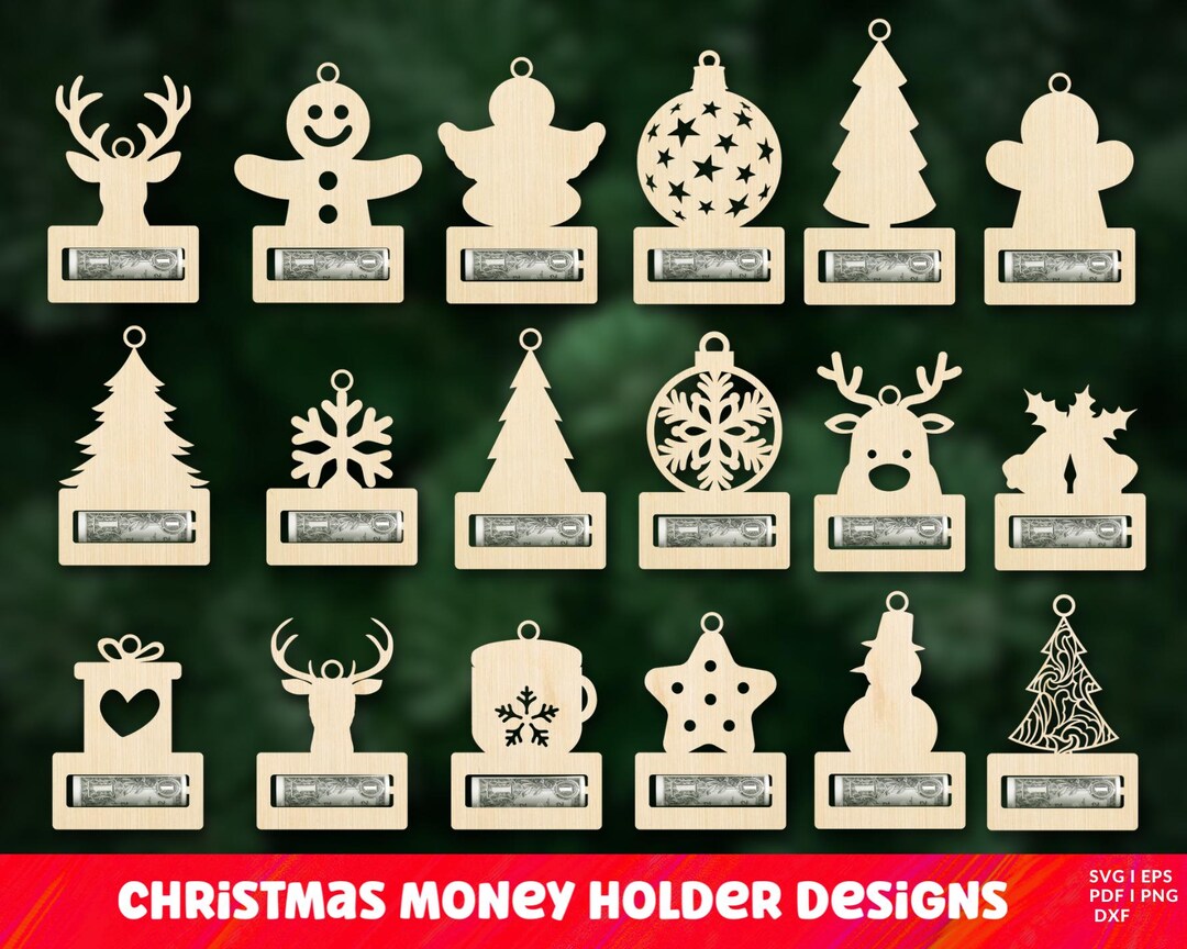 Christmas Money Clip SVG, Layered Cash Holder Ornaments, Money Sign ...