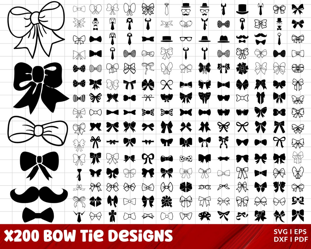 Ribbon Bow SVG Bundle, Ribbon SVG, Bow Svg, Hair Bow Svg, Bow Tie SVG ...