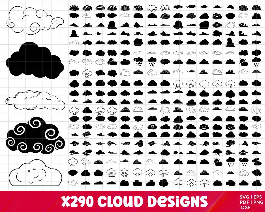 Cloud SVG Bundle, Cloud PNG, Cloud Clip Art, Rain Cloud Svg, Cloud ...