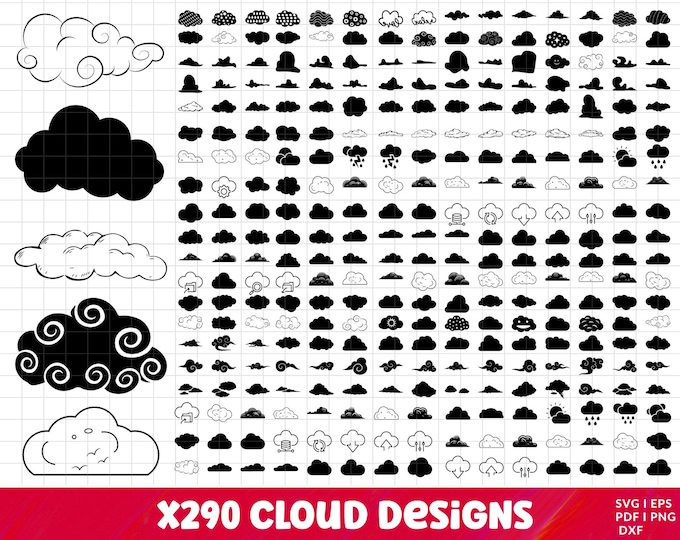 Clouds SVG, Cloud SVG, Clouds Bundle Svg, Cloud Clipart, Rain Cloud Svg ...