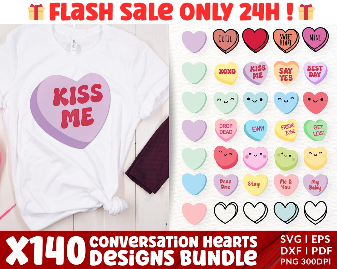 Candy Hearts Svg, Conversation Hearts SVG, Candy Hearts Png, Layered ...