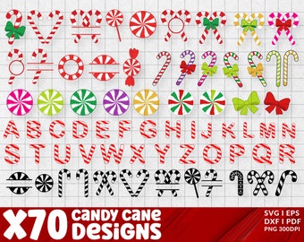 Candy Cane SVG, Candy Canes Clipart, Candy Cane With Bow, Christmas ...