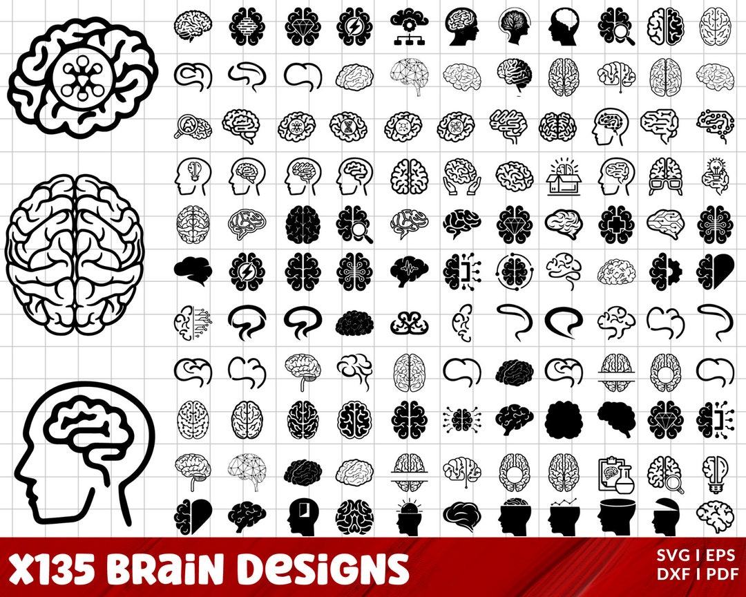 Brain SVG Bundle, Brain PNG Bundle, Brain Clipart, Brain SVG Cut Files ...