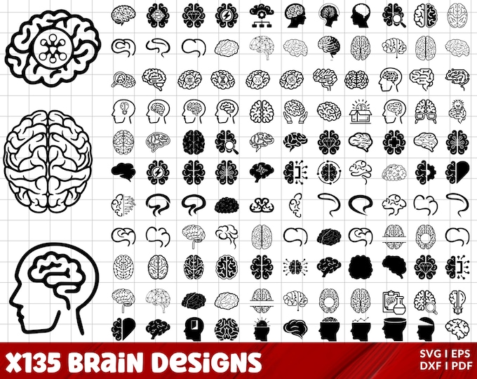Human Brain Svg Bundle, Different Angles of Brain, Mind Svg Vector Cut ...