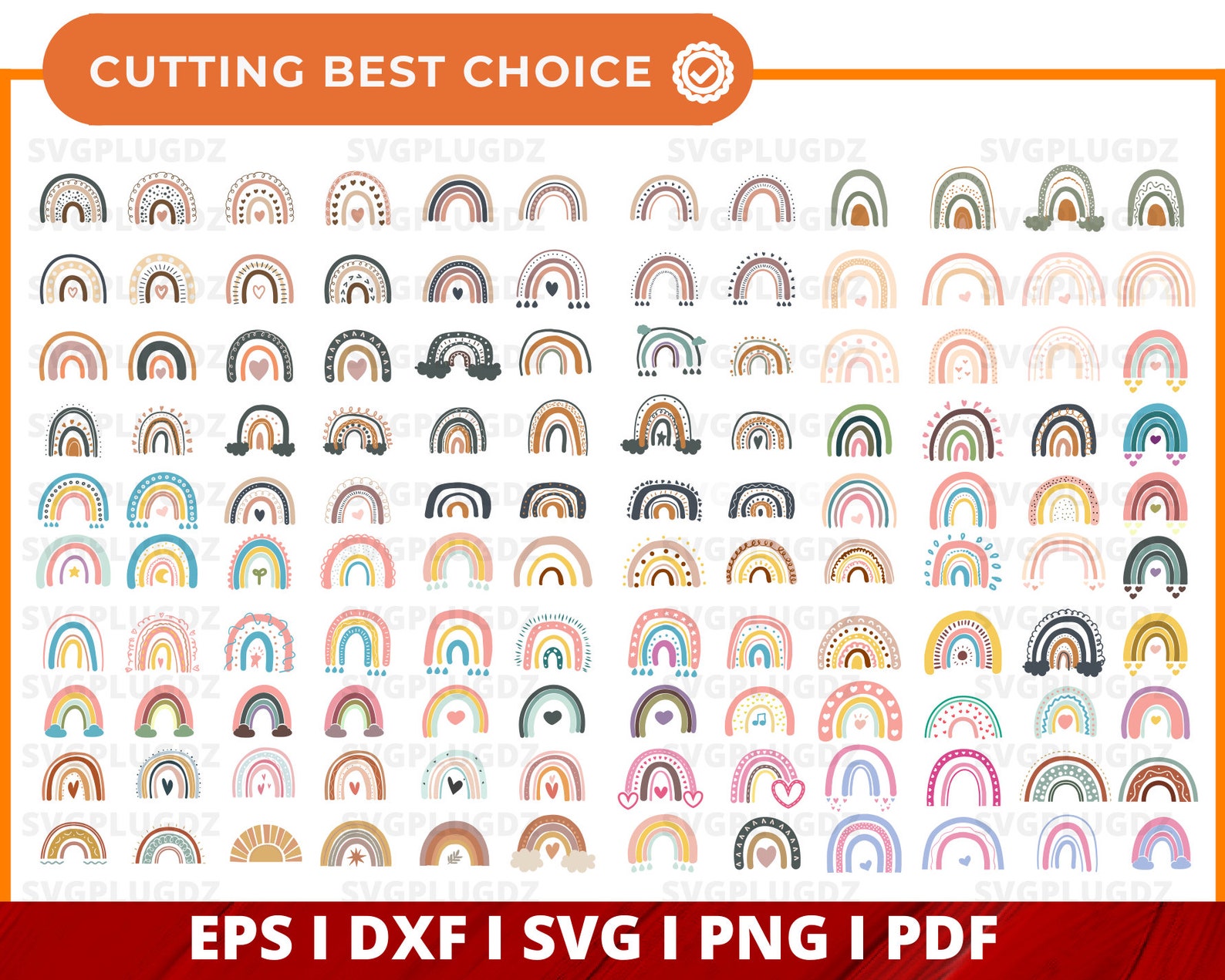 130 Boho Rainbow Svg Bundle, Cute Rainbow Svg, Boho Rainbow Clipart ...