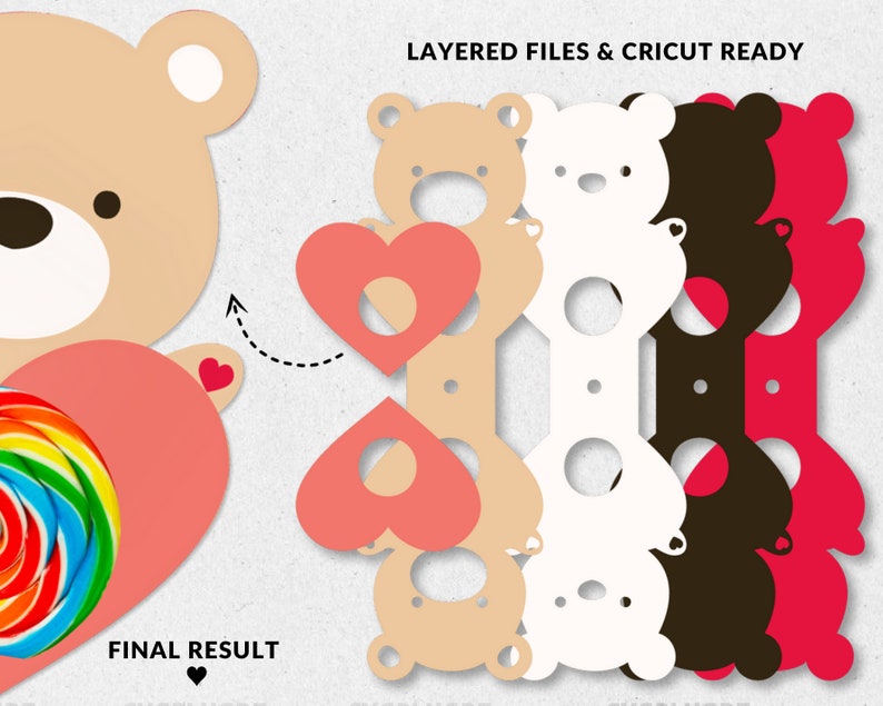 Valentine Lollipop Holder SVG Valentines Day Lollipop Holder - Etsy